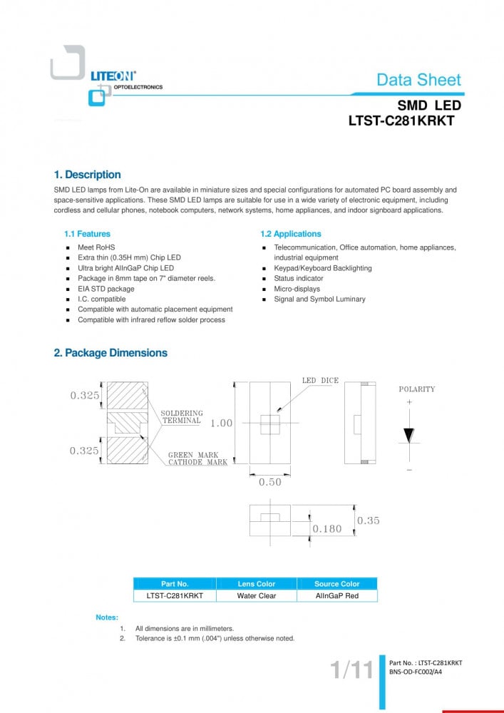 LTST-C281KRKT datasheet page 2