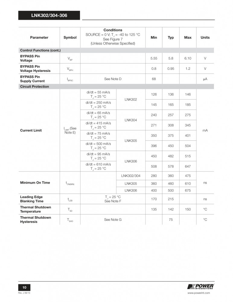 LNK306DG-TL datasheet page 10