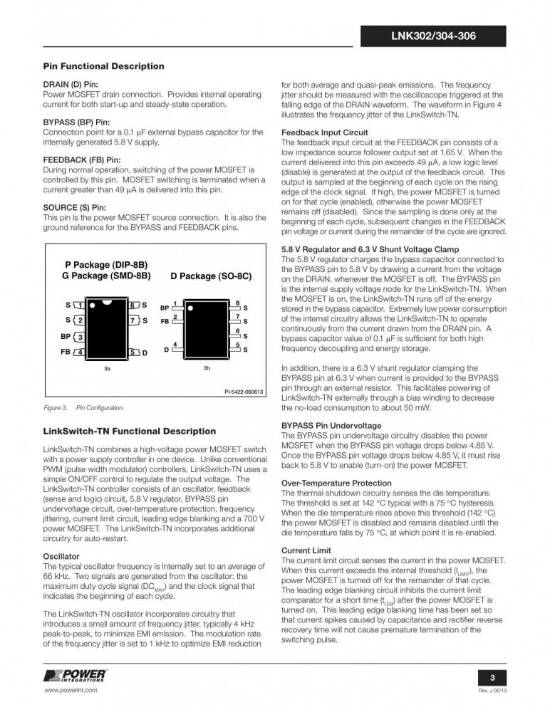 LNK306DG-TL datasheet page 3