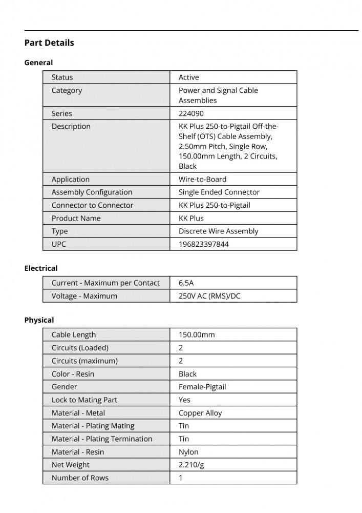 Technical document visual 2 for MOLEX 2240901022