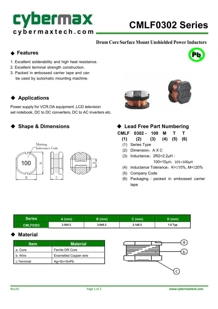 Cybermax CMLF0302 technical document page 1