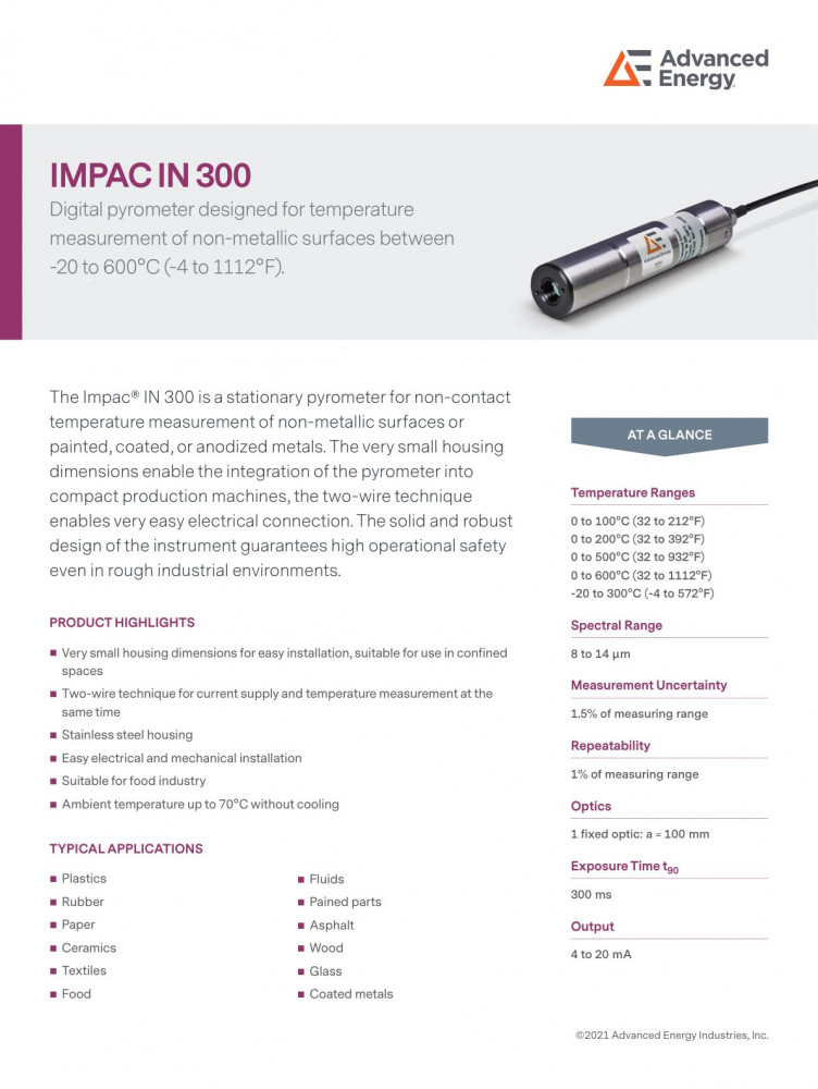 IMPAC IN 300 technical document, page 1
