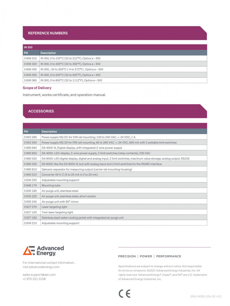 IMPAC IN 300 technical document, page 4
