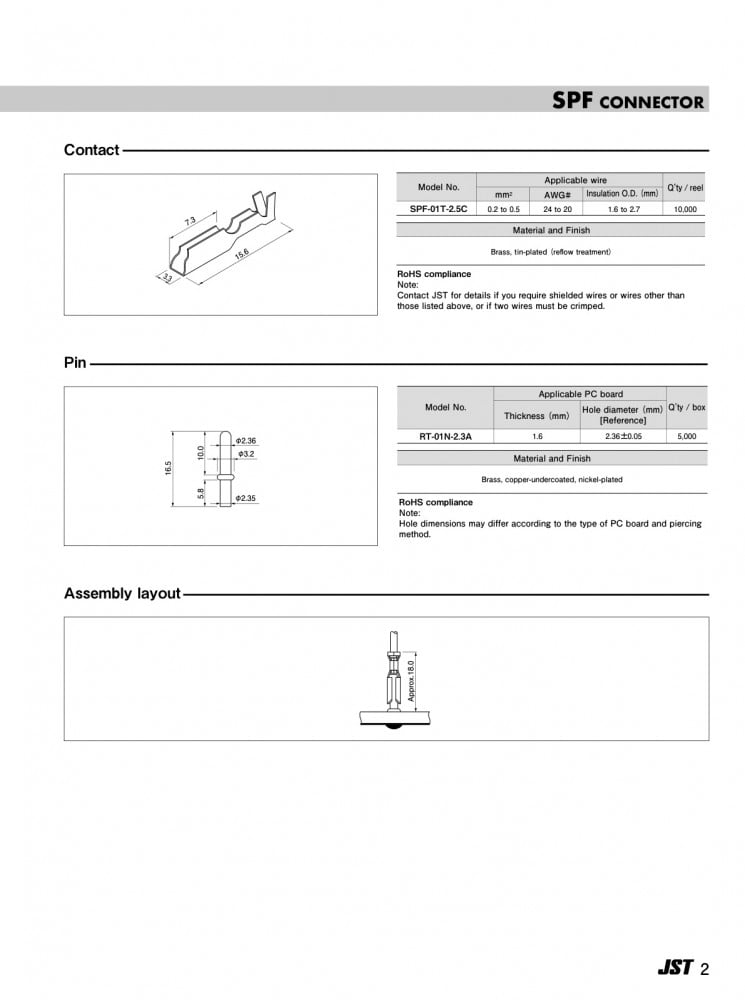 JST SPF connector documentation page 2