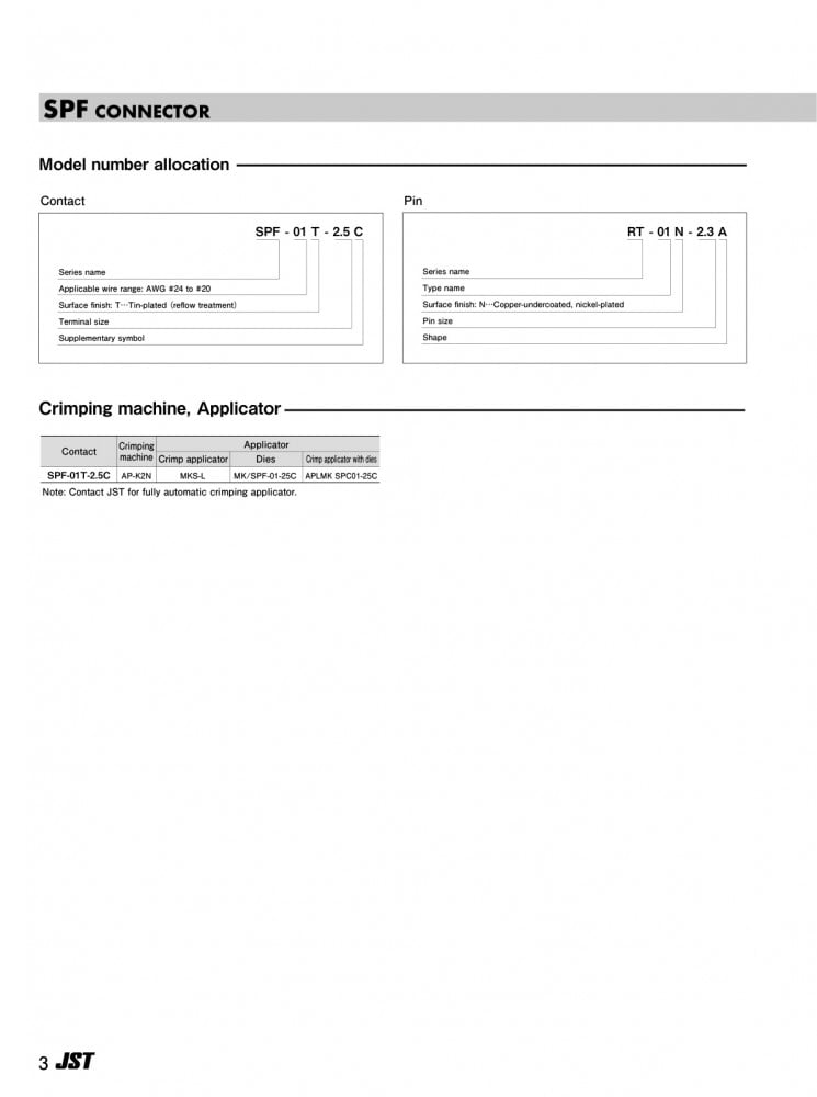 JST SPF connector documentation page 3