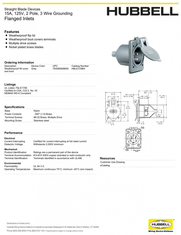 HBL61CM64 product documentation image, view 1