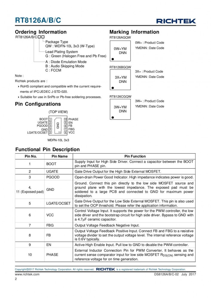 RT8126BGQW datasheet page 2