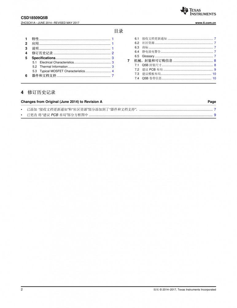 CSD18509Q5B datasheet page 2