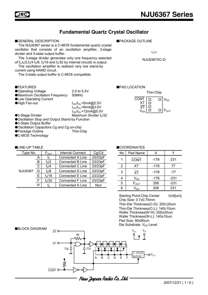 NJU6367 technical document page 1