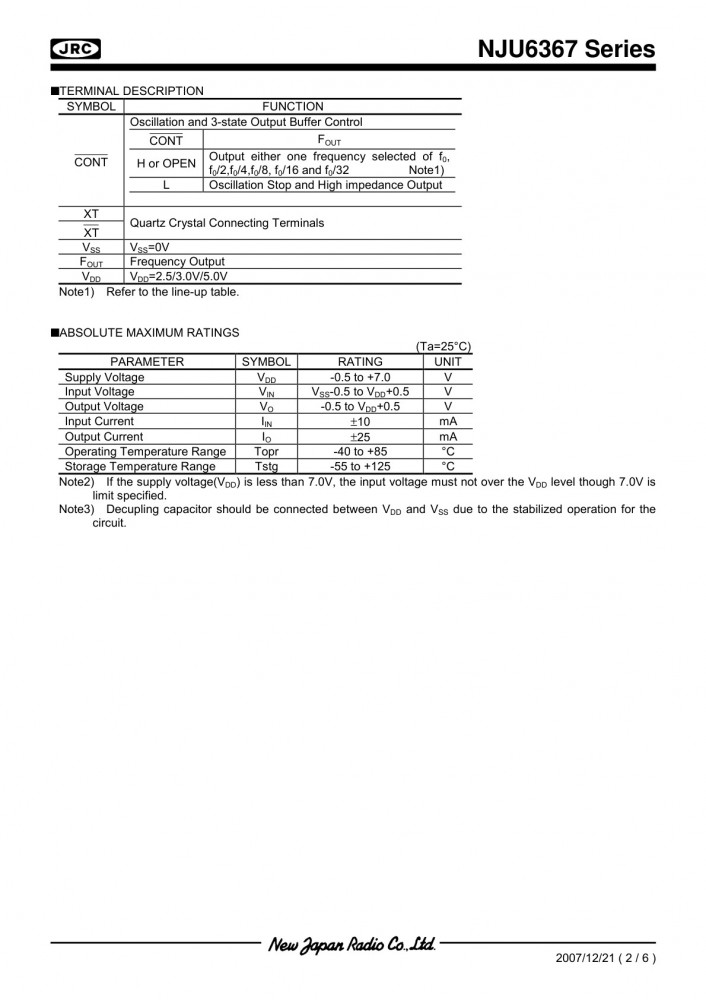 NJU6367 technical document page 2