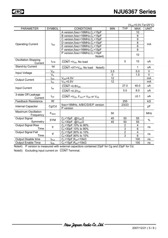 NJU6367 technical document page 5