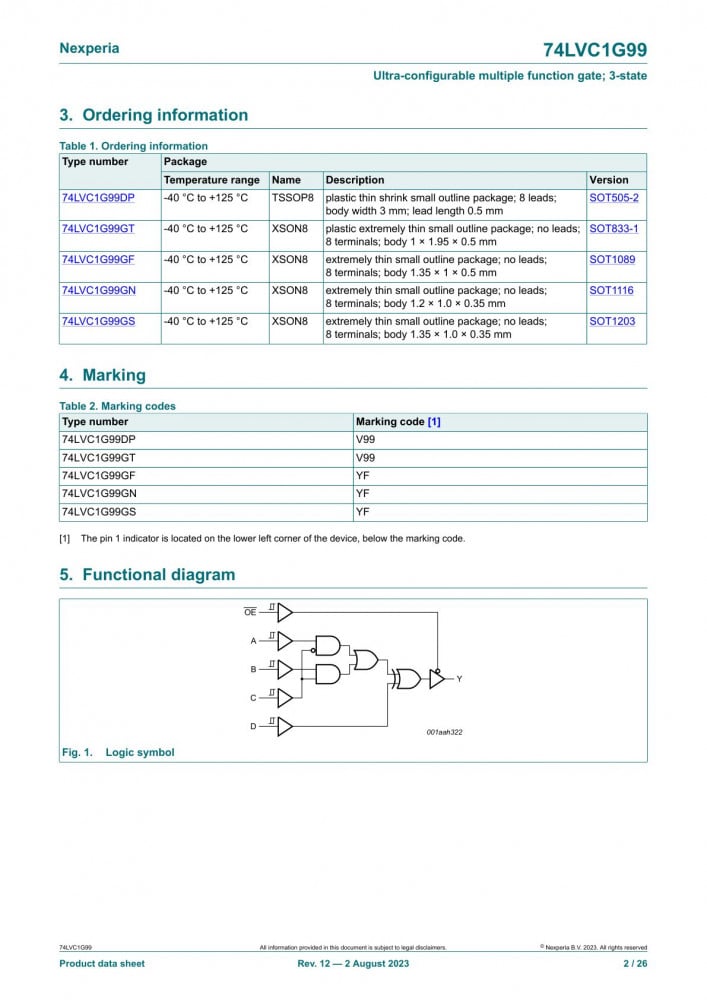 74LVC1G99 datasheet page 2