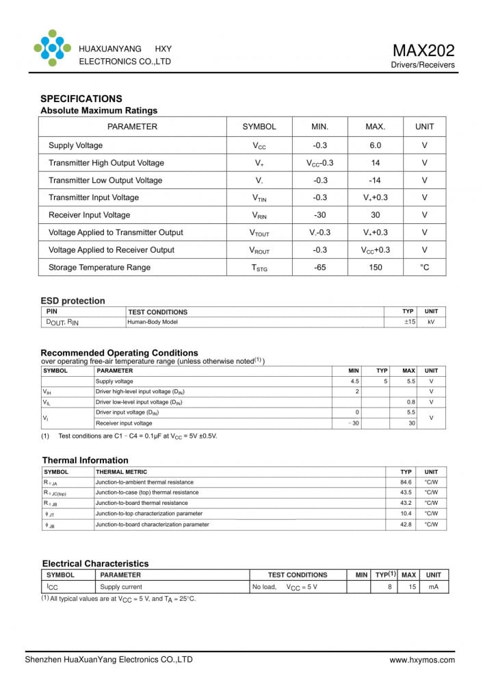 MAX202-HXY datasheet page 3