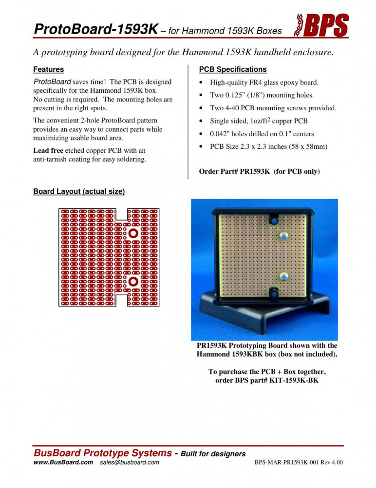 PR1593K technical document page 1