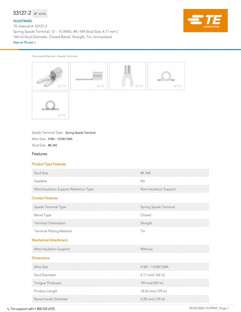 TE Connectivity 53127-2 technical document page 1