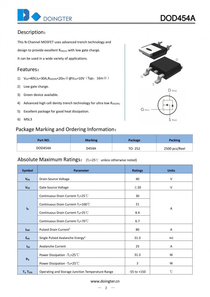DOD454A datasheet page 1