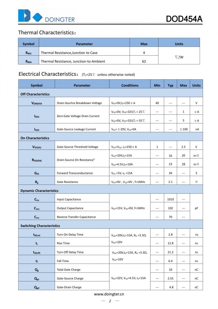 DOD454A datasheet page 2
