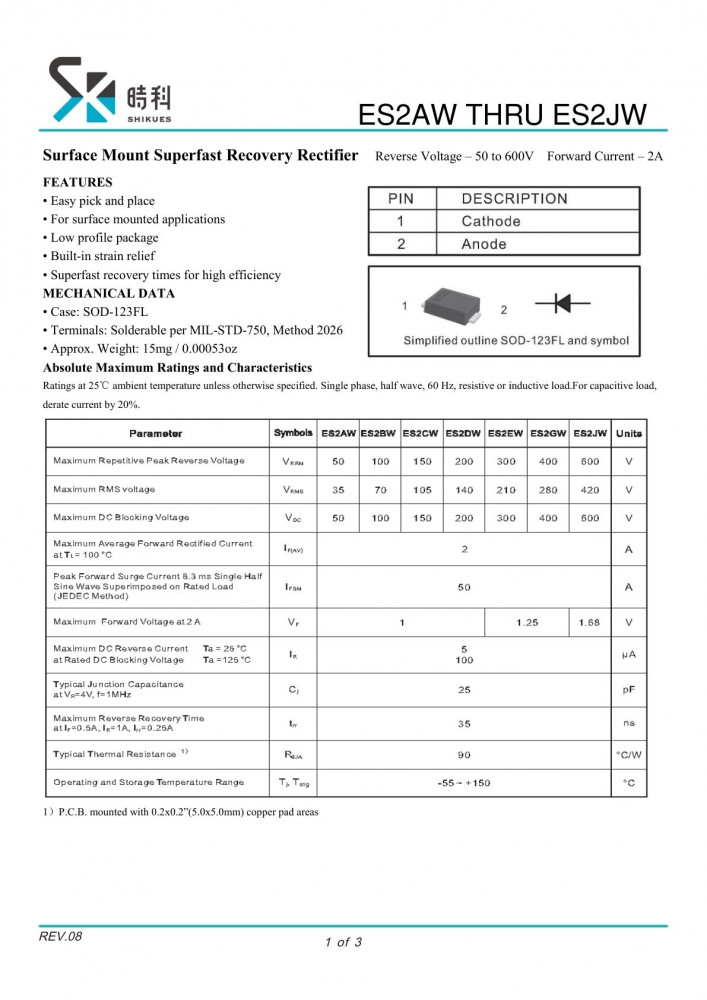 ES2JW datasheet page 1
