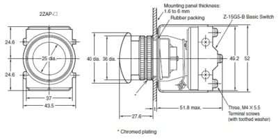 OMRON 2ZAP-2B Pushbutton Switch for sale