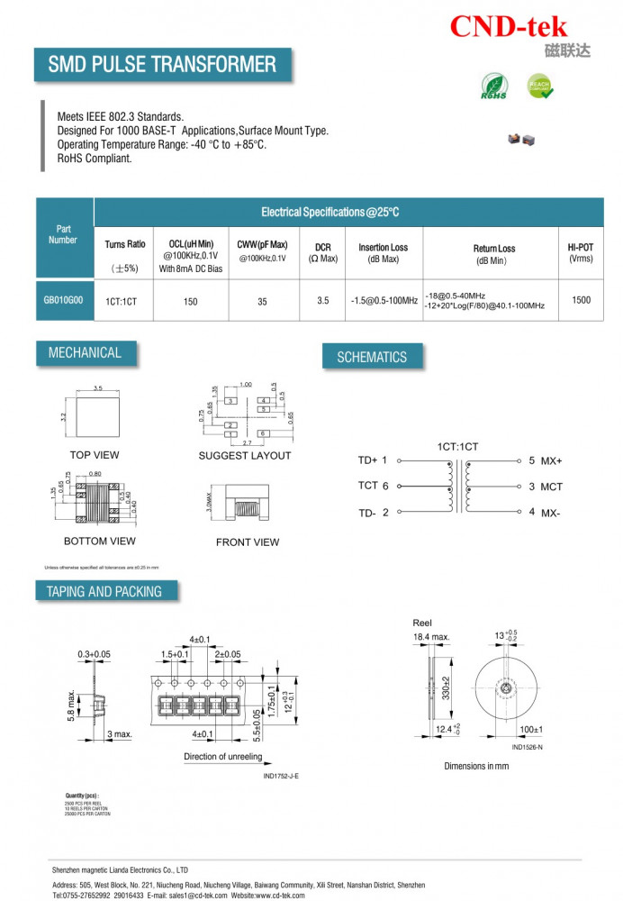 GB010G00 technical datasheet page