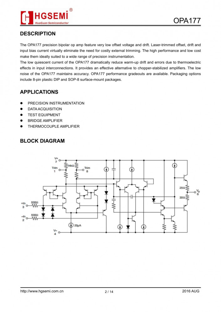 OPA177CN datasheet page 2