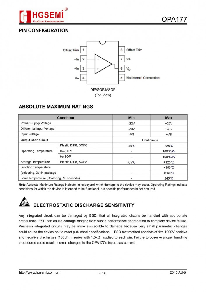 OPA177CN datasheet page 3