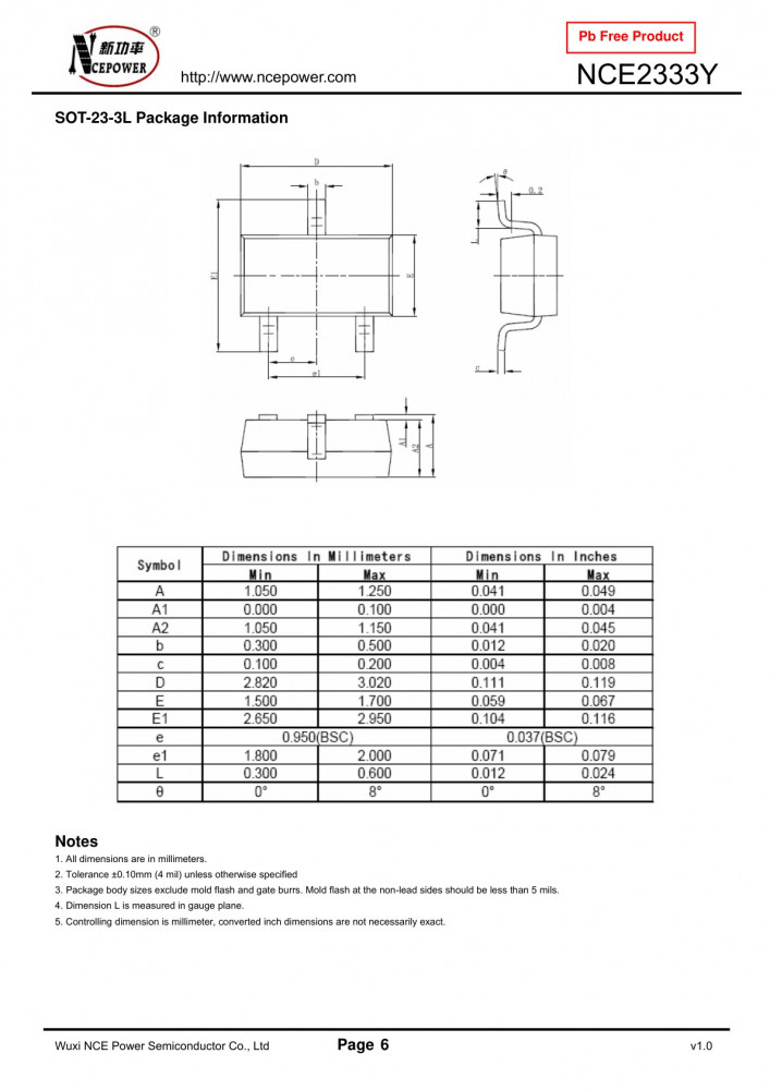 NCE2333Y datasheet page 6