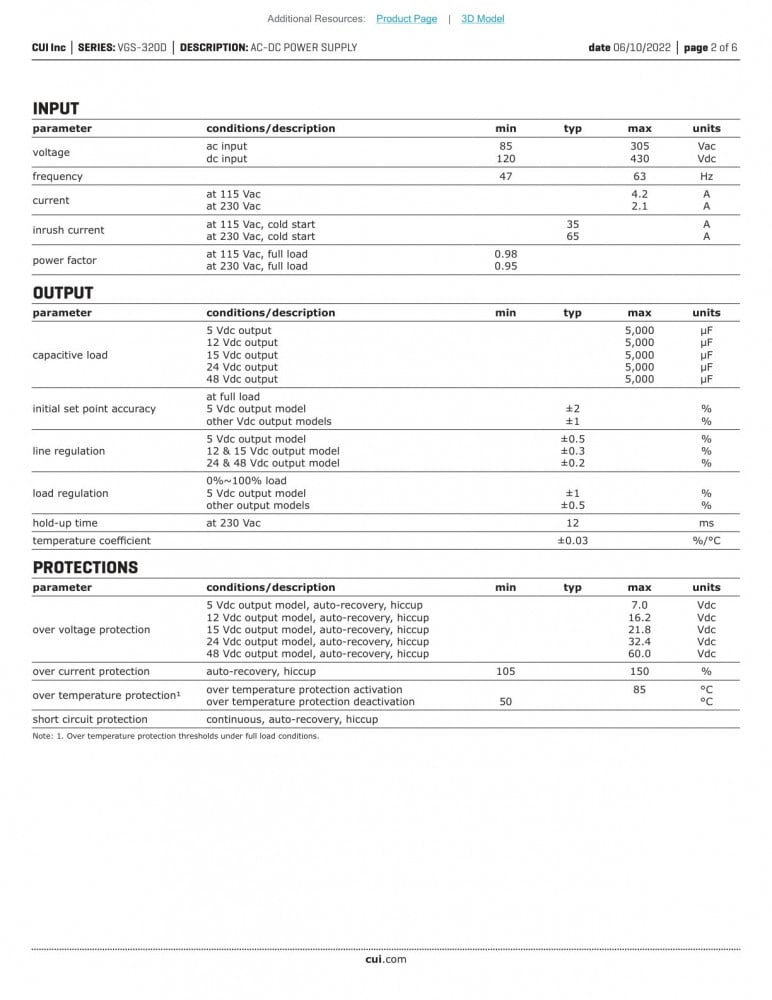 CUI VGS-320D datasheet page 2
