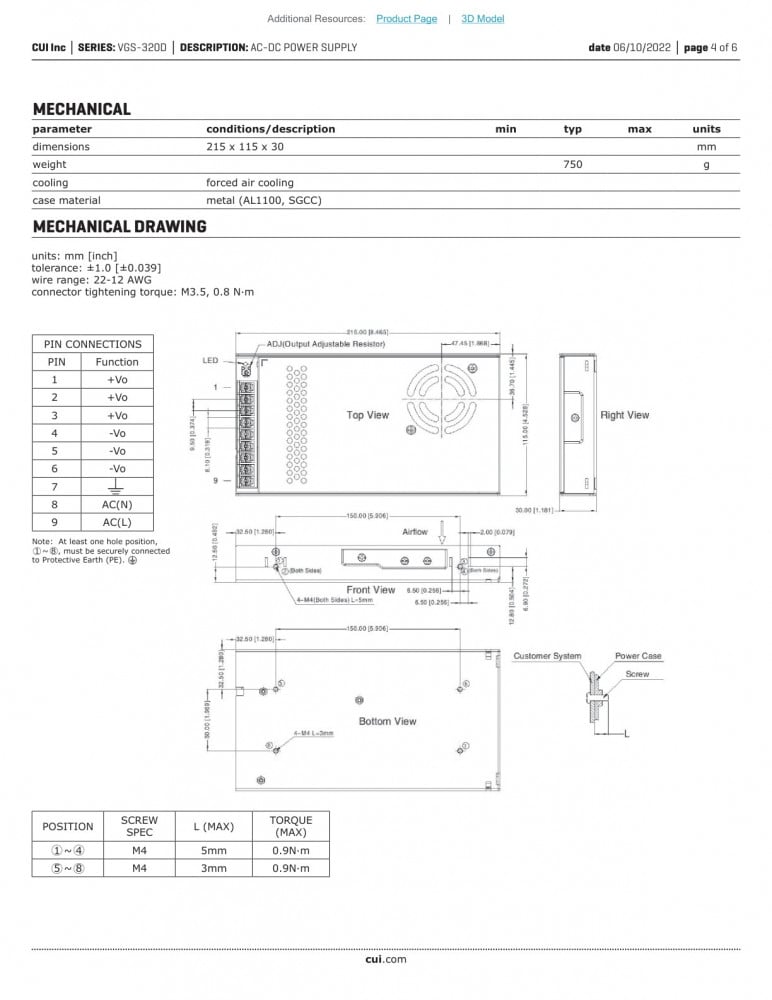 CUI VGS-320D datasheet page 4