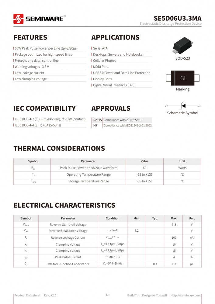 SE5D06U3.3MA datasheet page 1