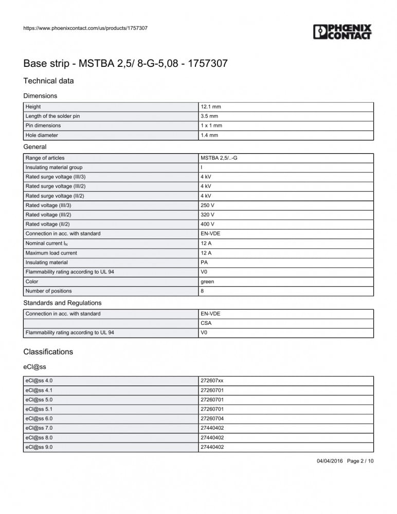 Phoenix Contact 1757307 technical document page 2
