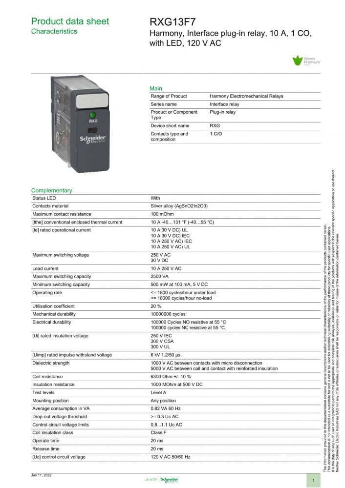 RXG13F7 technical document page 1