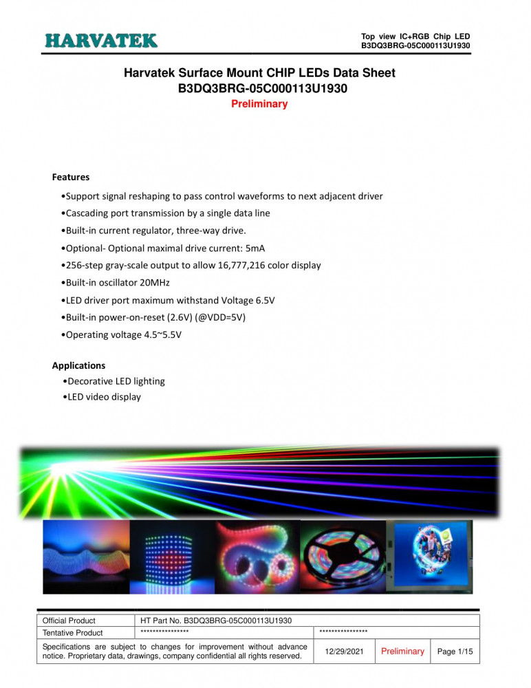 Harvatek datasheet page 1