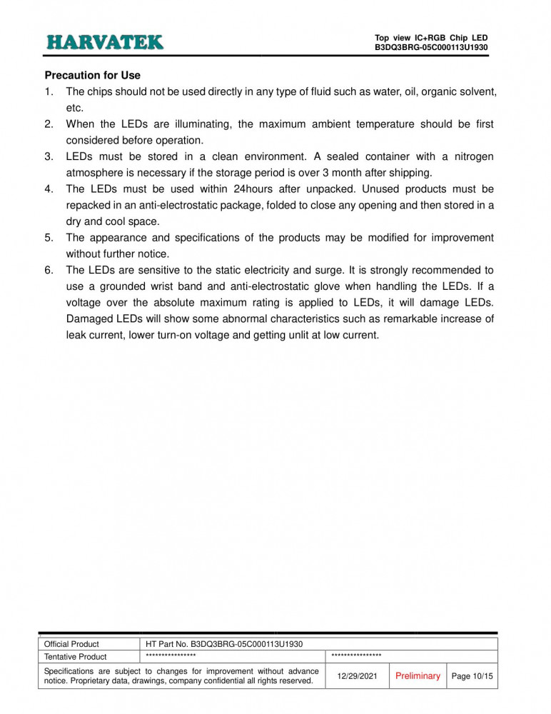 Harvatek datasheet page 10