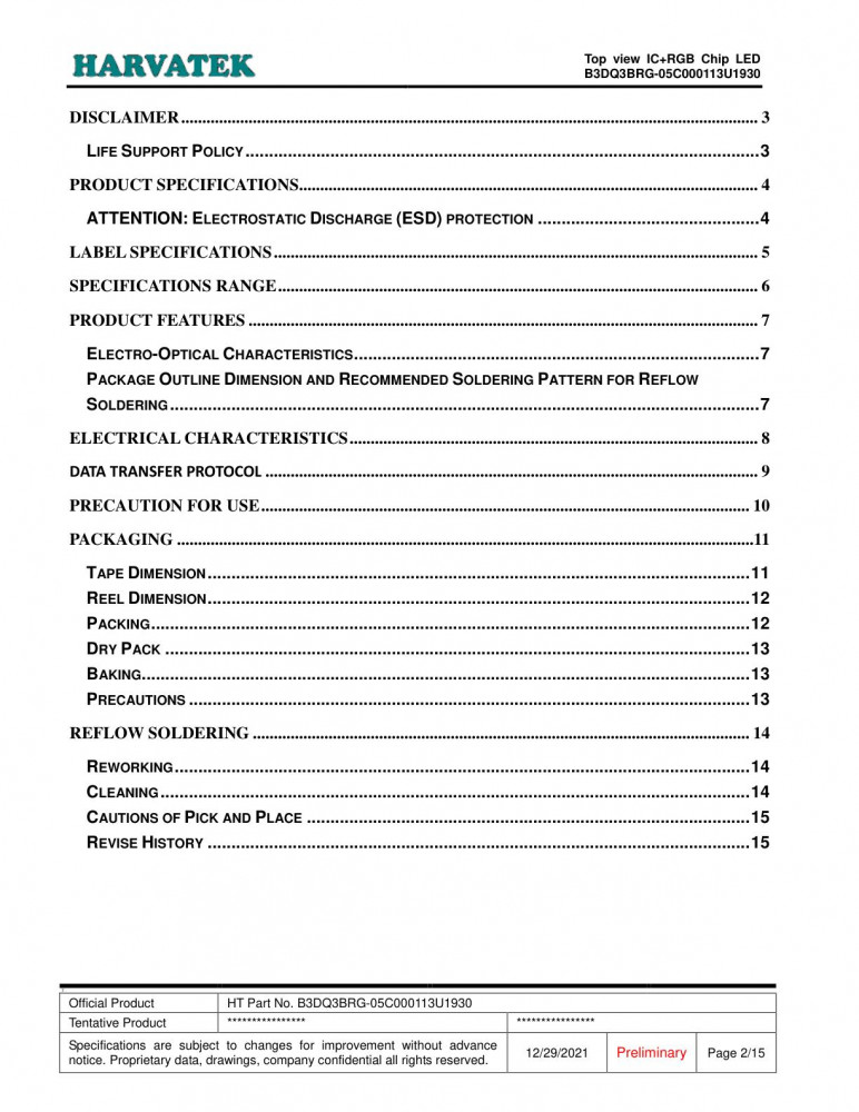 Harvatek datasheet page 2