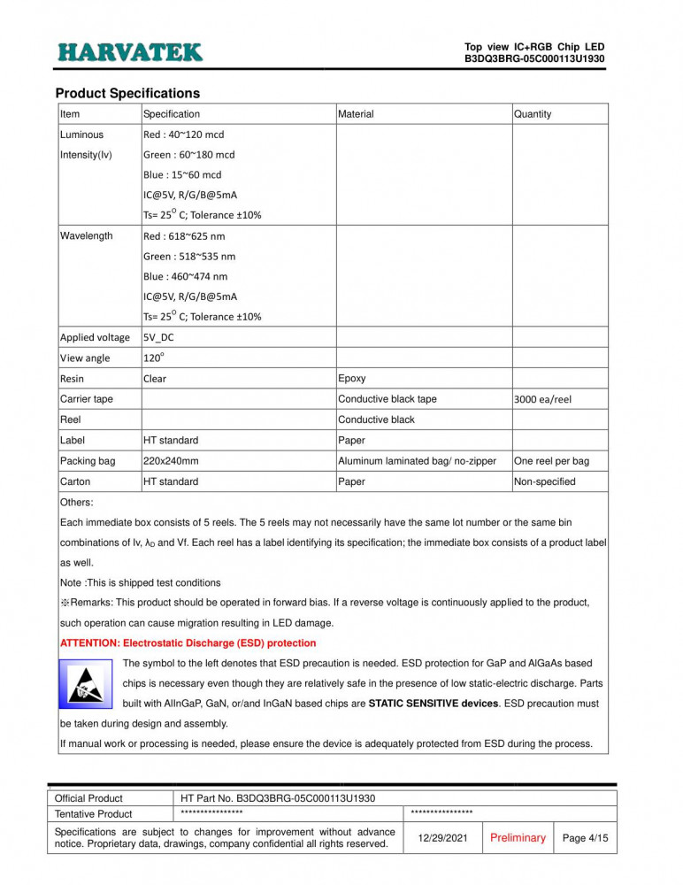 Harvatek datasheet page 4