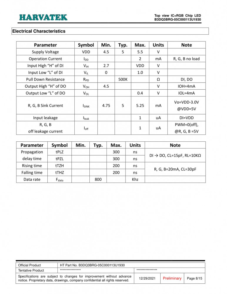 Harvatek datasheet page 8