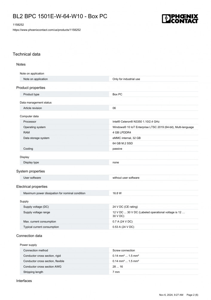 Phoenix Contact 1158252 technical document page 2