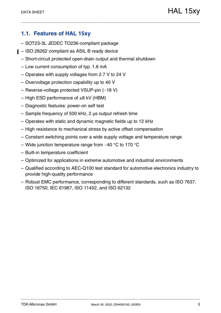 HAL 15xy datasheet page 5