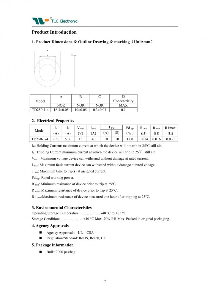 TD250-1-4 datasheet page 2