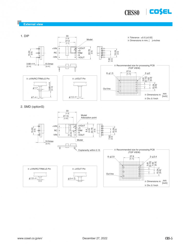 Cosel CHS-series datasheet page 5