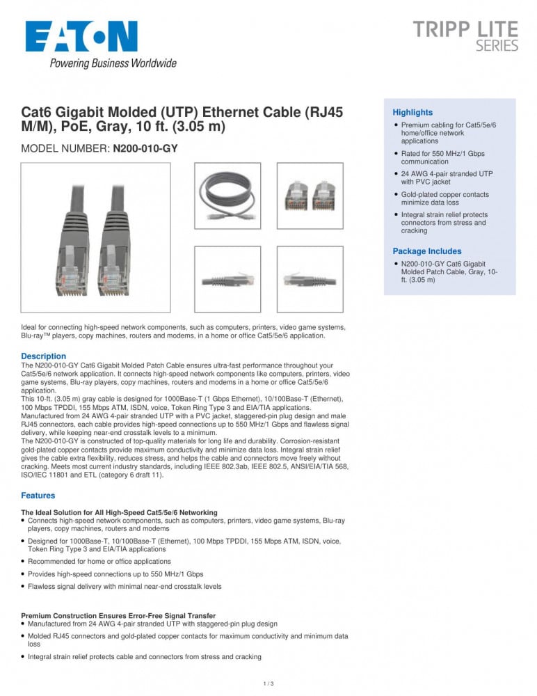 N200-010-GY technical document page 1
