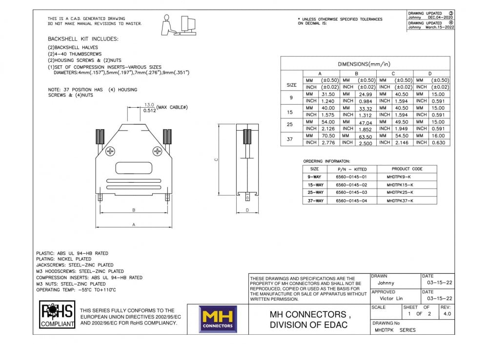 MH CONNECTORS MHDTPK series datasheet page 1