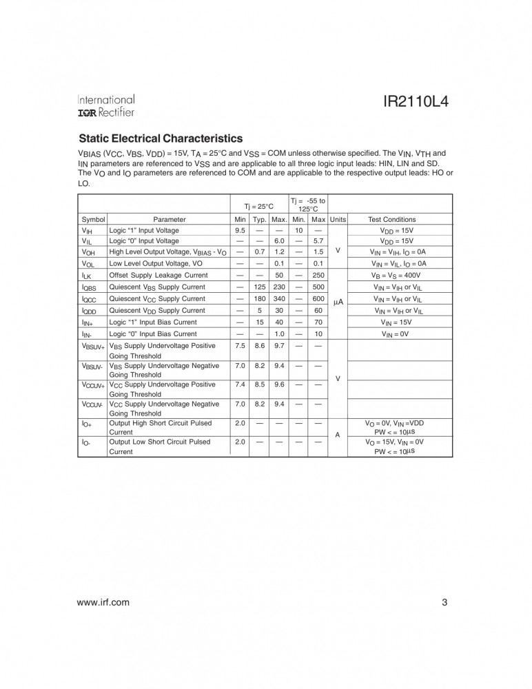 IR2110L4 datasheet page 3