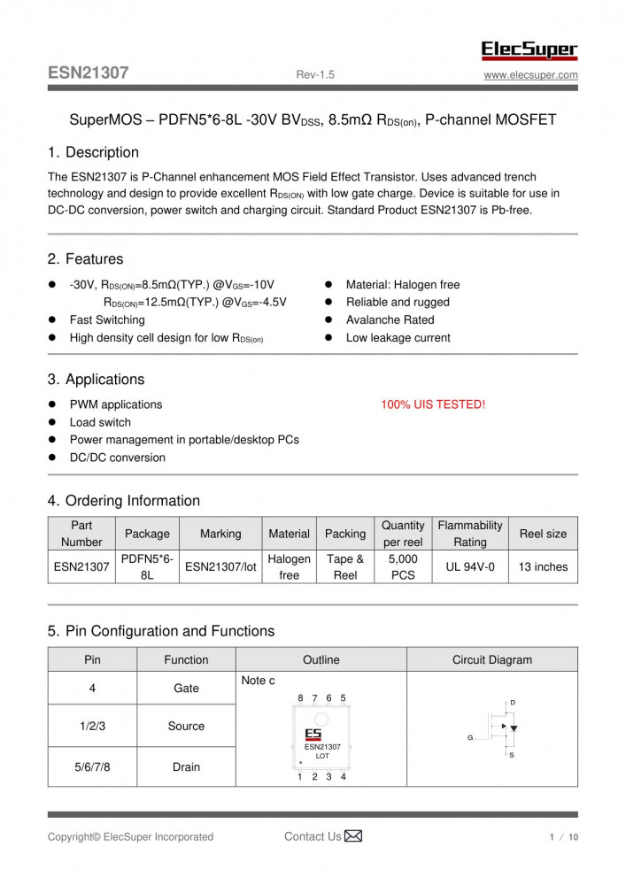ESN21307 datasheet page 1