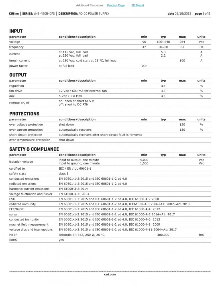 VMS-450B-54-CFS technical document page 2