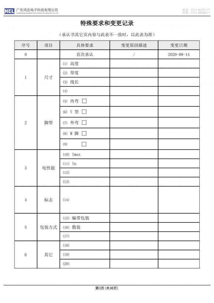 Hongzhi Elec varistor approved sheet page 3