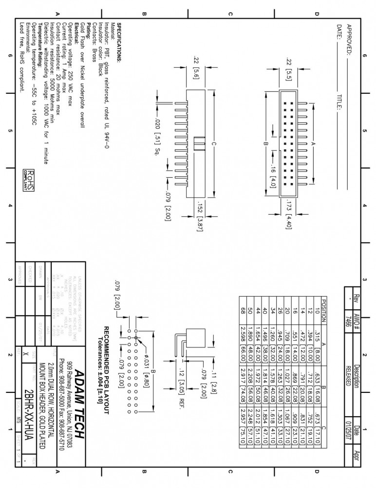 ADAM TECH 2BHR-16-HUA technical drawing