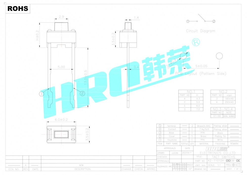 K2-1101DH-A4SW-01 technical drawing
