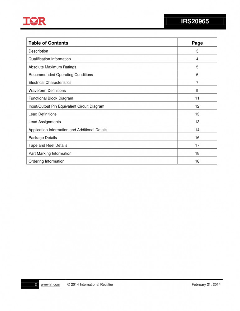 IRS20965SPBF datasheet page 2